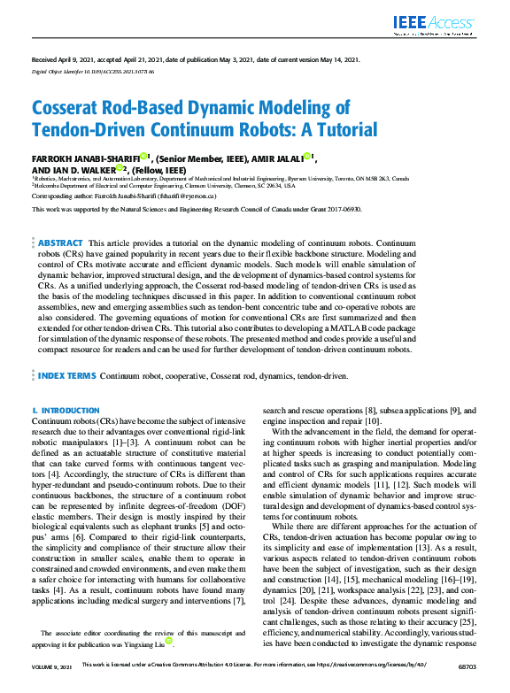 (PDF) Cosserat Rod-Based Dynamic Modeling of Tendon-Driven Continuum ...