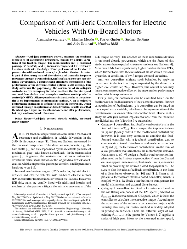 (PDF) Comparison of Anti-Jerk Controllers for Electric Vehicles With On ...
