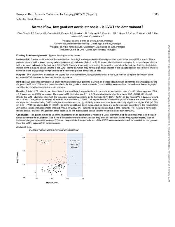 (PDF) Normal flow, low gradient aortic stenosis - is LVOT the determinant?