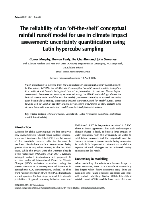 (PDF) The reliability of an 'off-the-shelf' conceptual rainfall runoff ...