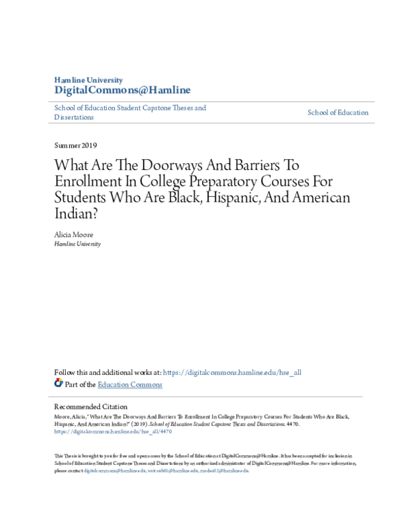 (PDF) What Are The Doorways And Barriers To Enrollment In College ...