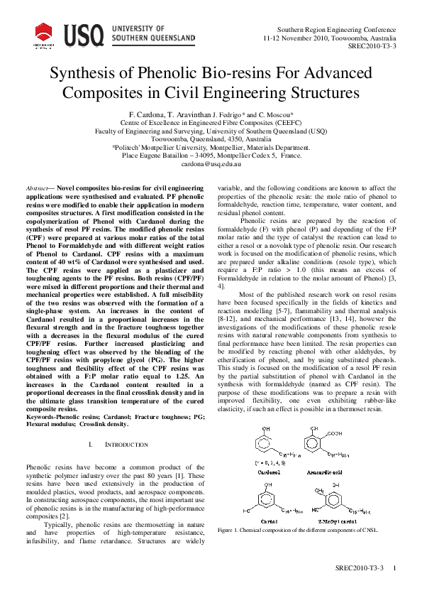 (PDF) Synthesis of phenolic bio-resins for advanced composites in civil ...