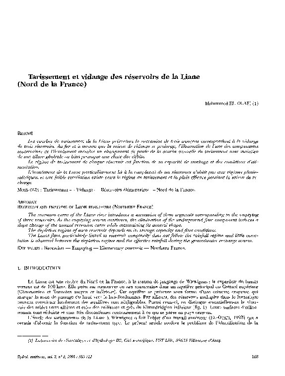 (PDF) Tarissement et vidange des réservoirs de la Liane (Nord de la France)