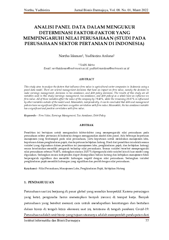 (PDF) Analisi Panel Data Dalam Mengukur Determinasi Faktor-Faktor Yang ...