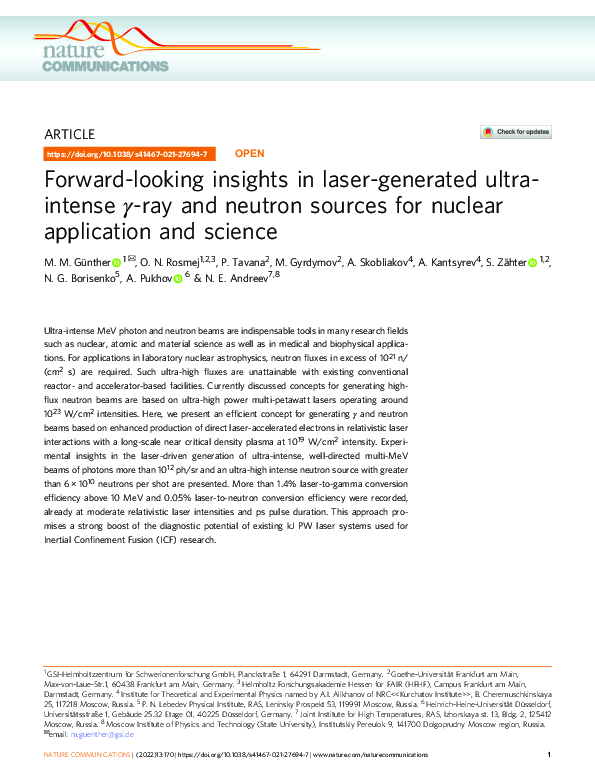 (PDF) Forward-looking insights in laser-generated ultra-intense γ-ray ...