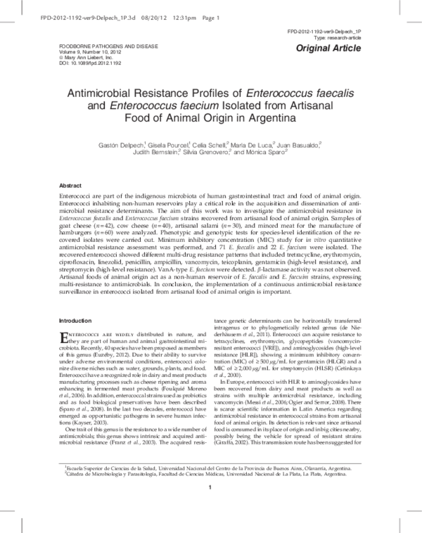 Pdf Antimicrobial Resistance Profiles Of Enterococcus Faecalis And Enterococcus Faecium