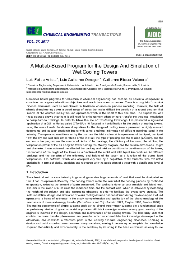 (PDF) A Matlab-Based Program for the Design And Simulation of Wet ...