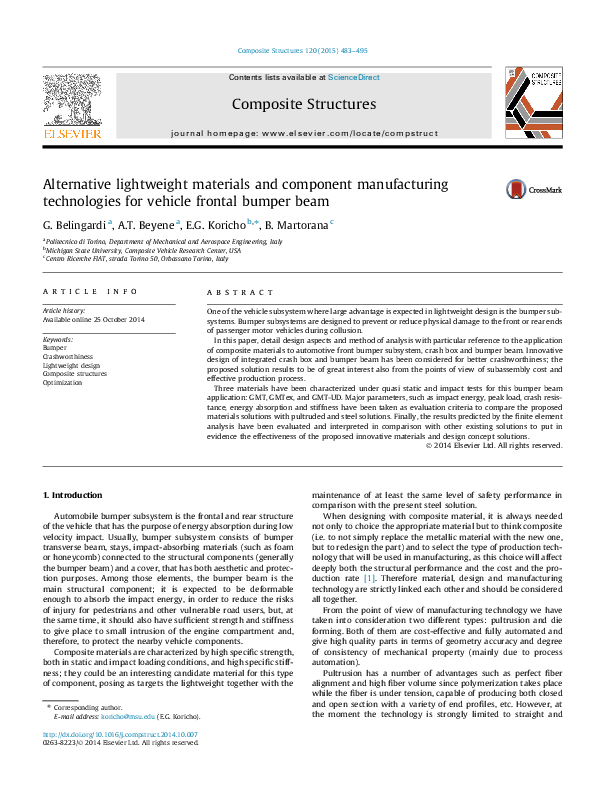 (PDF) Alternative lightweight materials and component manufacturing ...