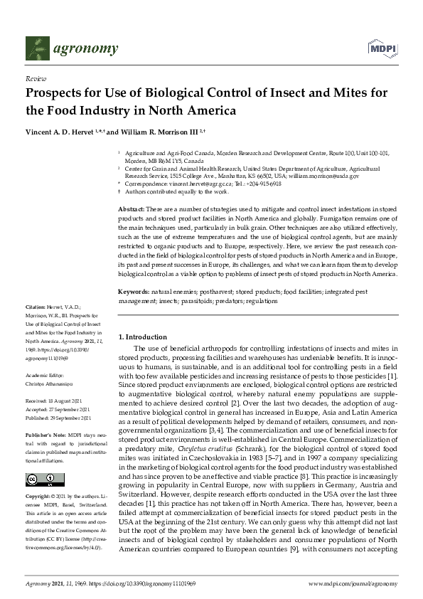 (PDF) Prospects for Use of Biological Control of Insect and Mites for ...