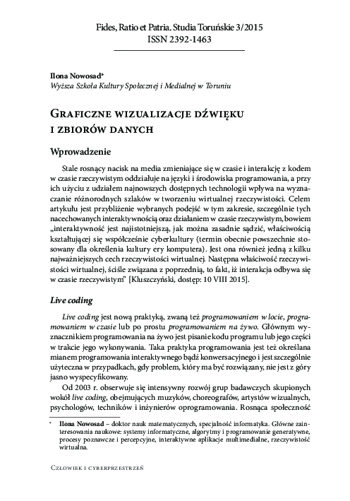 (PDF) Graficzne wizualizacje dźwięku i zbiorów danych | Ilona Nowosad ...