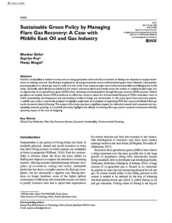 (PDF) Sustainable Green Policy by Managing Flare Gas Recovery: A Case ...