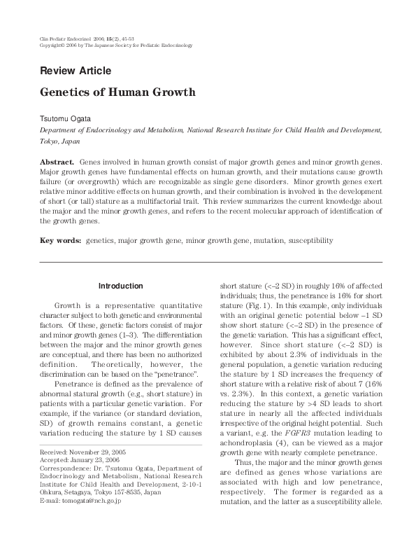 (PDF) Genetics of human growth