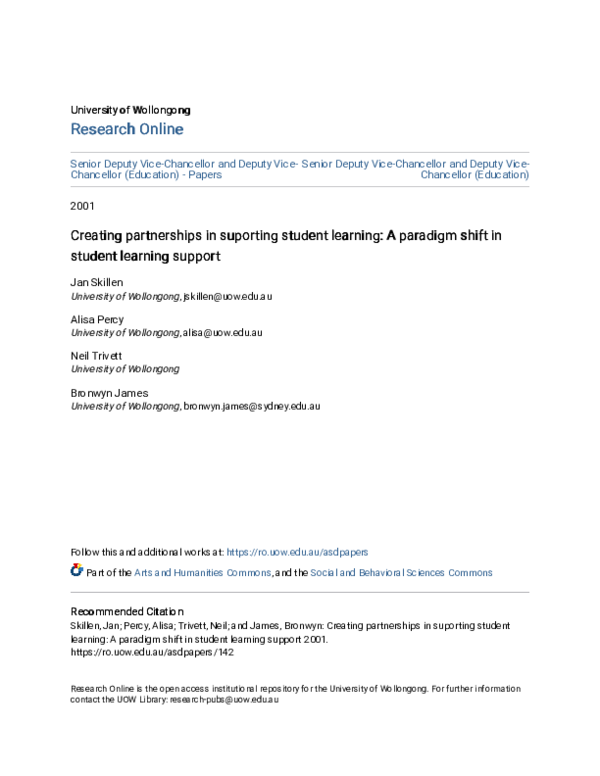 (PDF) Creating partnerships in suporting student learning: A paradigm ...
