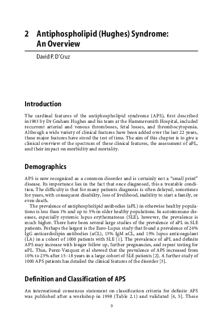 (PDF) Antiphospholipid (Hughes) Syndrome: An Overview