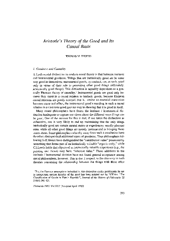 (PDF) Aristotle's Theory of the Good and Its Causal Basis