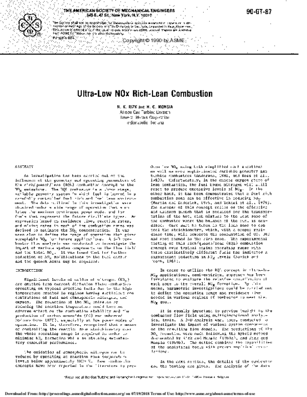 (PDF) Ultra-Low NOx Rich-Lean Combustion
