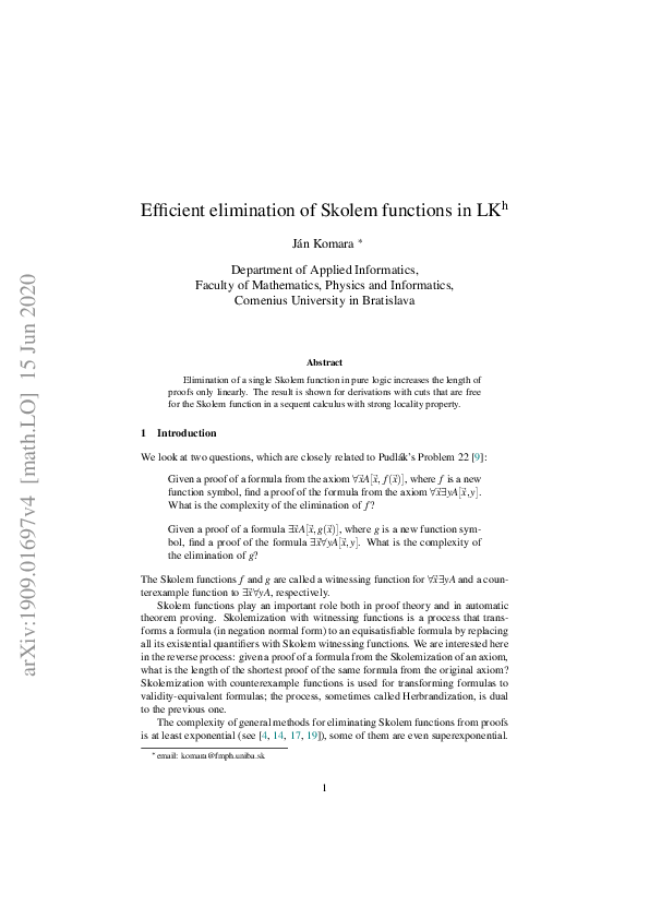 (PDF) Efficient elimination of Skolem functions in LK^h