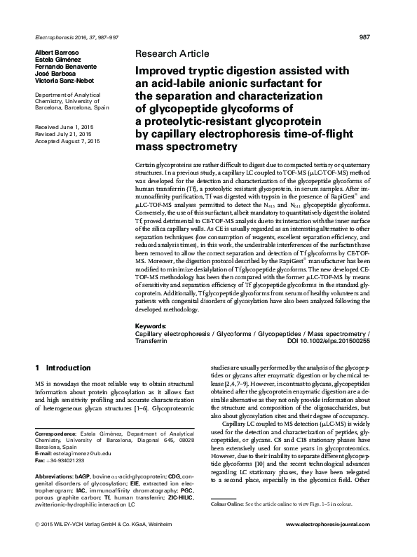 (PDF) Improved tryptic digestion assisted with an acid-labile anionic ...