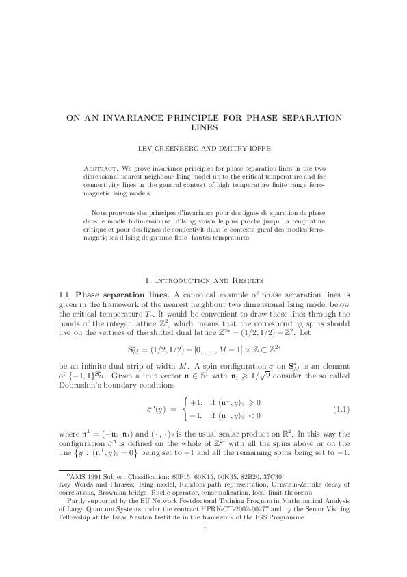 (PDF) On an invariance principle for phase separation lines☆