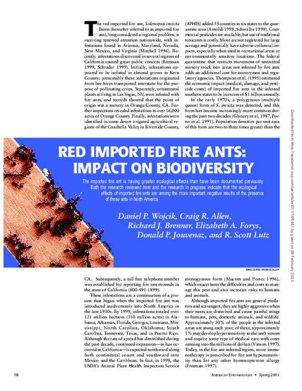 (PDF) Red Imported Fire Ants: Impact on Biodiversity