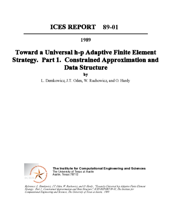 Pdf Toward A Universal Adaptive Finite Element Strategy Part 1 Constrained Approximation And
