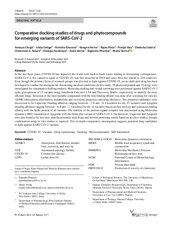 (PDF) Comparative docking studies of drugs and phytocompounds for ...