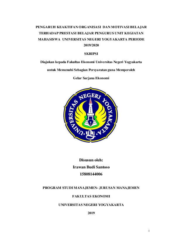 (PDF) Pengaruh Keaktifan Organisasi Dan Motivasi Belajar Terhadap Prestasi Belajar Pengurus Unit ...