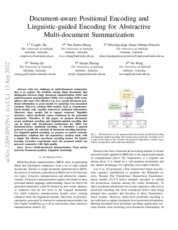 (PDF) Document-aware Positional Encoding and Linguistic-guided Encoding for Abstractive Multi ...