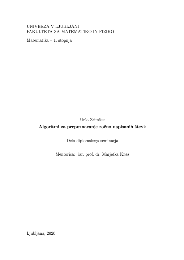Pdf Algorithms For Handwritten Digit Recognition