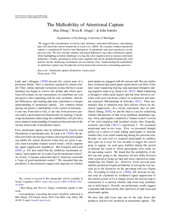 (PDF) The malleability of attentional capture