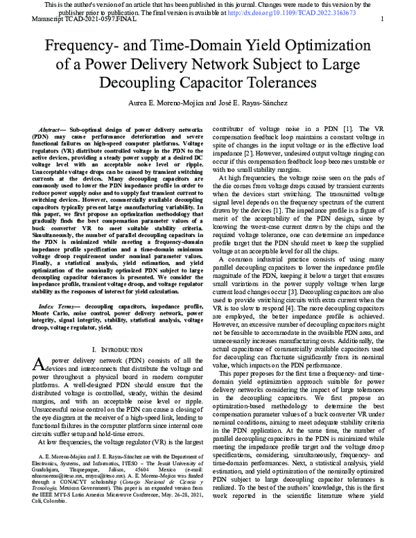 (PDF) Frequency- and Time-Domain Yield Optimization of a Power Delivery Network Subject to Large ...