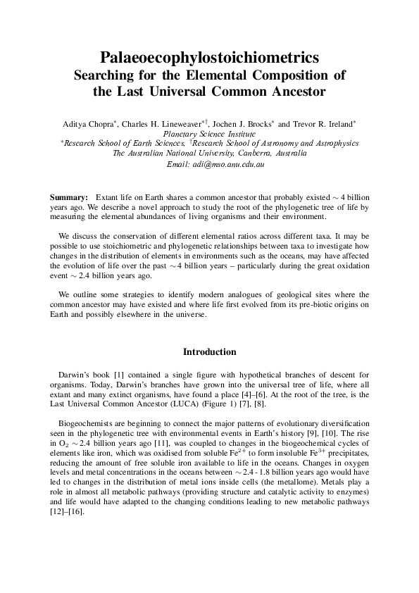(PDF) Palaeoecophylostoichiometrics: Searching for the Elemental ...