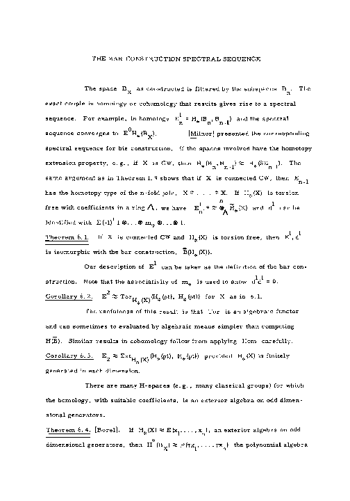 (PDF) The bar construction spectral sequence