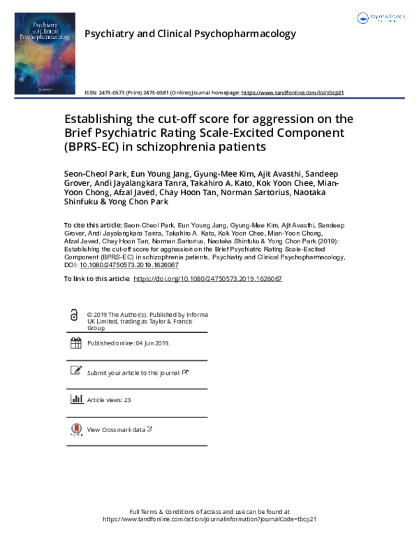 (PDF) Establishing the cut-off score for aggression on the Brief ...