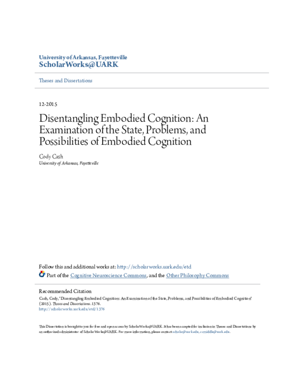 (PDF) Disentangling Embodied Cognition: An Examination of the State ...