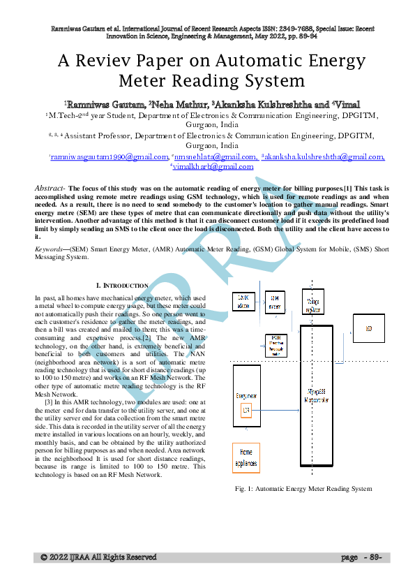 (PDF) A Reviev Paper on Automatic Energy Meter Reading System