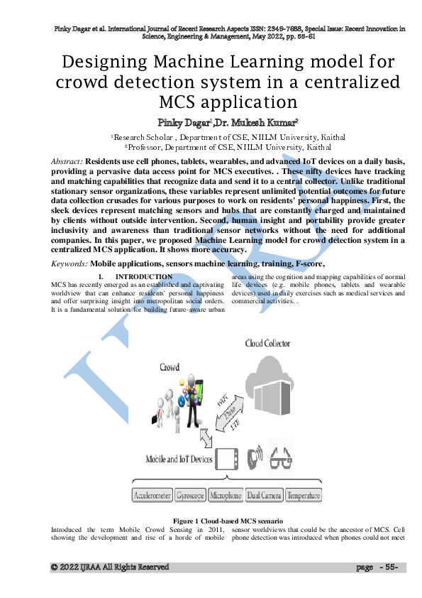 Pdf Designing Machine Learning Model For Crowd Detection System In A