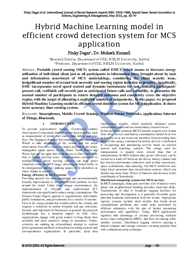 Pdf Hybrid Machine Learning Model In Efficient Crowd Detection System