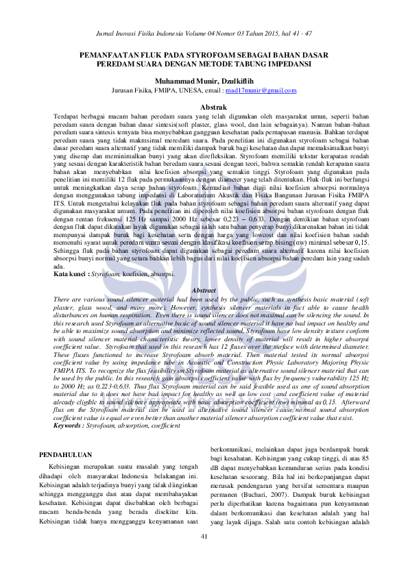 (PDF) Pemanfaatan Fluk Pada Styrofoam Sebagai Bahan Dasar Peredam Suara ...