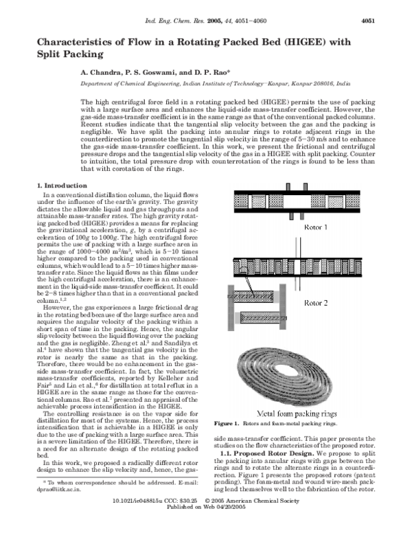(PDF) Characteristics of Flow in a Rotating Packed Bed (HIGEE) with ...