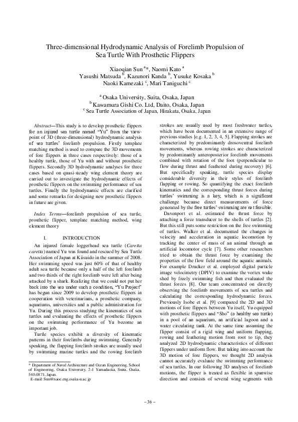 (PDF) Three-dimensional Hydrodynamic Analysis of Forelimb Propulsion of ...