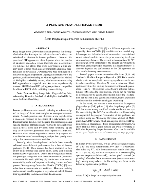 (PDF) A Plug-and-Play Deep Image Prior