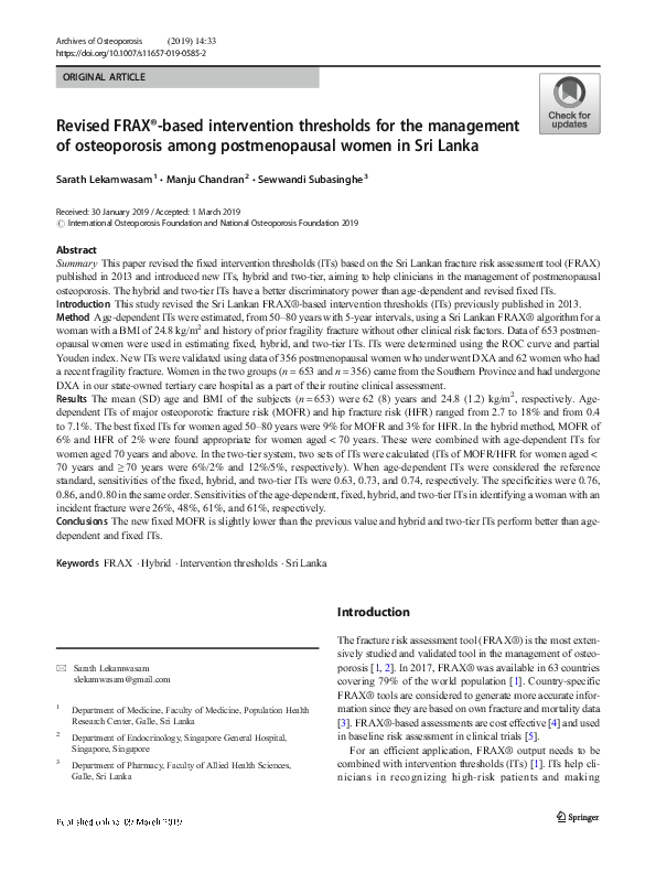 (PDF) Revised FRAX®-based intervention thresholds for the management of ...