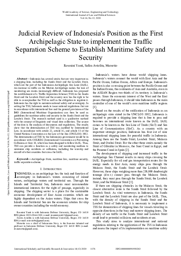 (PDF) Judicial Review of Indonesia's Position as the First Archipelagic ...