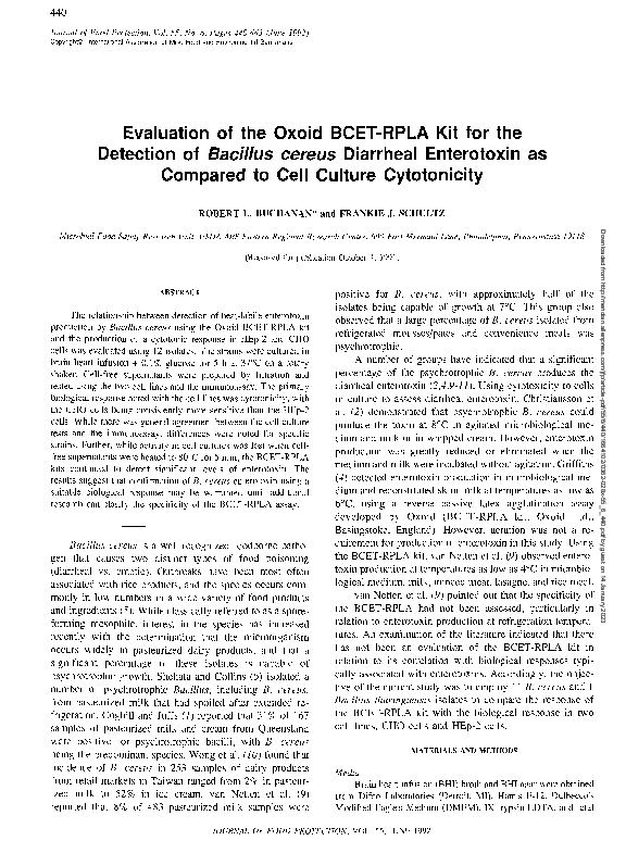 (PDF) Evaluation of the Oxoid BCET-RPLA Kit for the Detection of ...