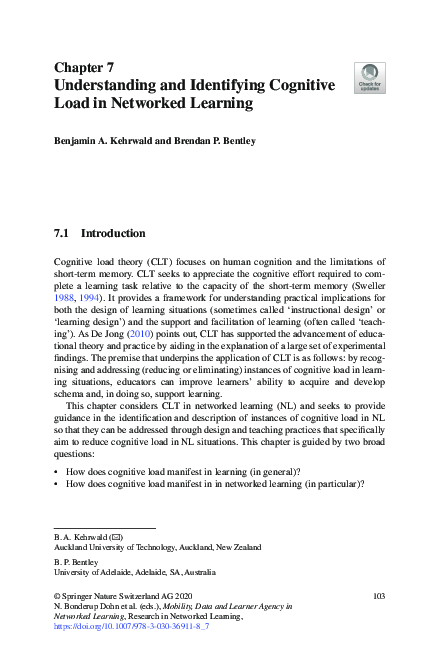 (PDF) Understanding and Identifying Cognitive Load in Networked Learning (PDF) Understanding and Identifying Cognitive Load in Networked Learning