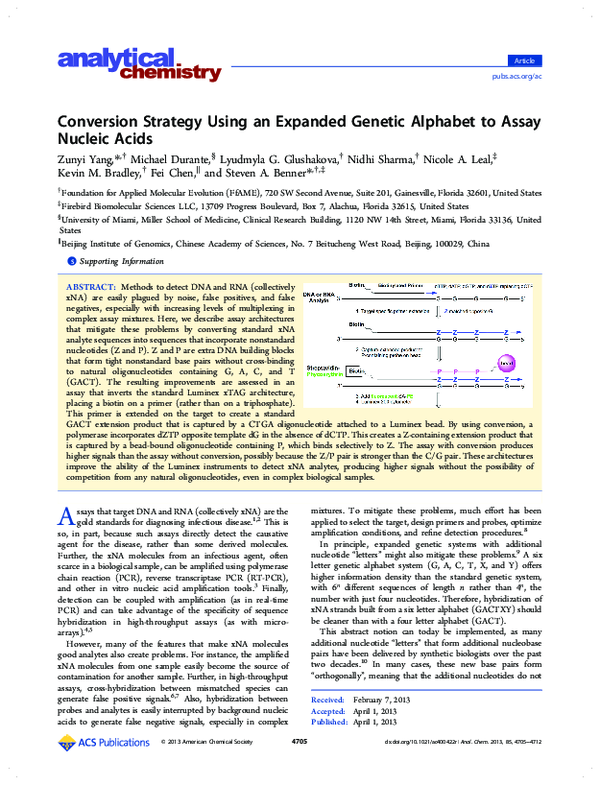 (PDF) Conversion Strategy Using an Expanded Genetic Alphabet to Assay ...