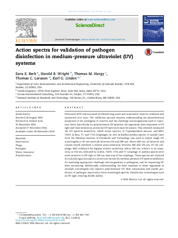 (PDF) Action spectra for validation of pathogen disinfection in medium ...