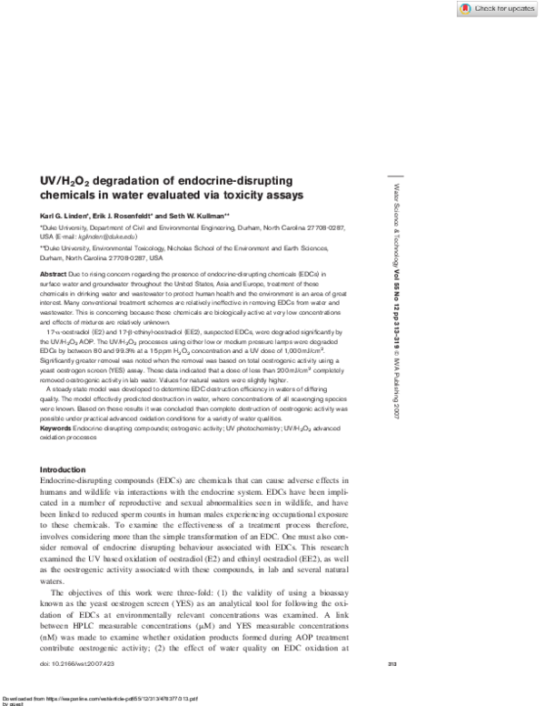 (PDF) UV/H2O2 Treatment of Endocrine Disruptors