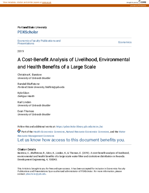 (PDF) A cost-benefit analysis of livelihood, environmental and health ...